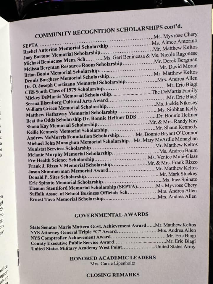 2023 Eric Spinato Foundation Scholarship Award at the Commack High ...
